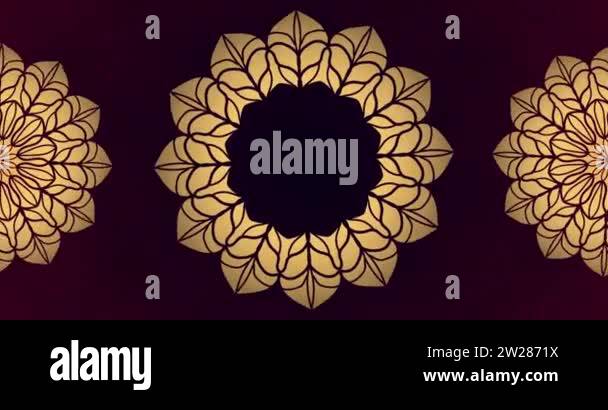 Golden oriental mandala rotation animation on dark background. Royal ...