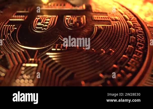 Poplular cryptocurrency Bitcoin BTC rotate on the surface with another ...