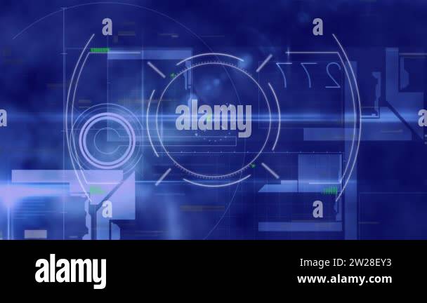 Animation of scope scanning and data processing with flickering lines ...