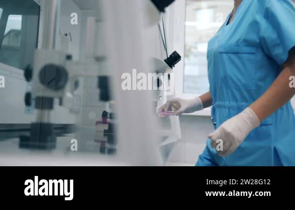 Artificial insemination in a modern medical laboratory. A person works ...