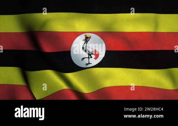 Uganda flag waving in the wind. National flag of Uganda. Sign of Uganda ...