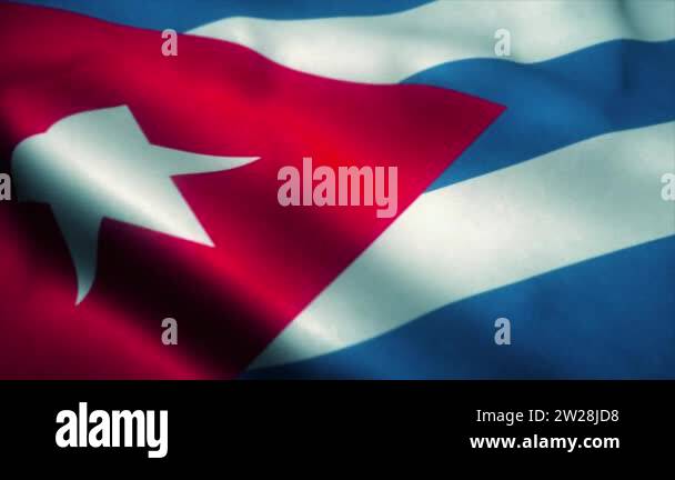 Cuba flag waving in the wind. National flag of Cuba. Sign of Cuba seamless loop animation. 4K ...