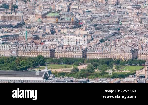 Top view of Paris skyline from observation deck of Montparnasse tower ...