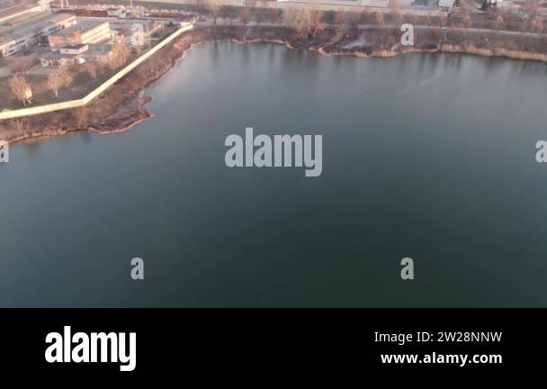 Epic aerial view of smoking wild fire. Large smoke clouds and fire ...