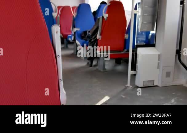 Inside high speed train compartment. An interior view of modern high ...