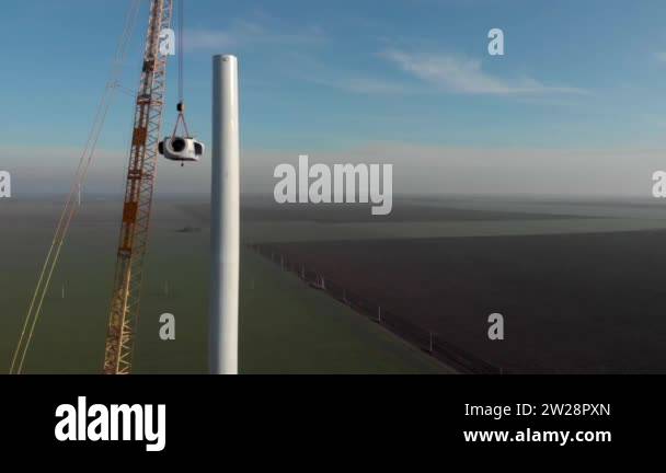 Building process of wind energy power tower mill, under construction ...