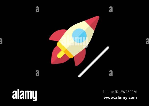 Business icons rocket flight. Animation icons. Transparent background. Loop animation. Motion ...
