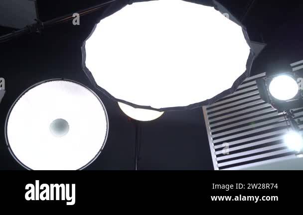 Black and White Cyclorama. Dark room. Modern photo studio with ...