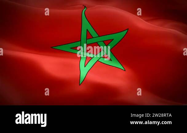 Moroccan flag Closeup 1080p Full HD 1920X1080 footage video waving in ...