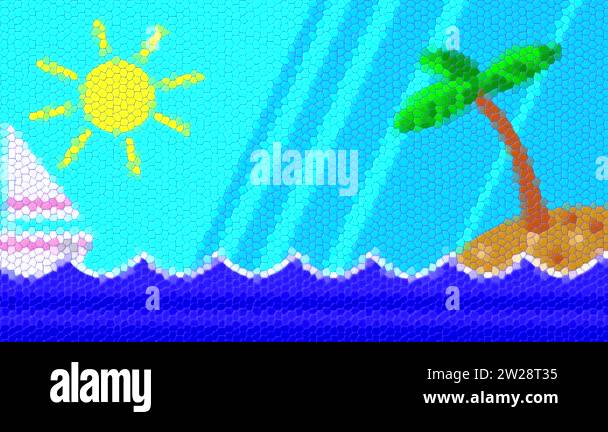 Low poly animated seascape background in the style of a flat simple ...