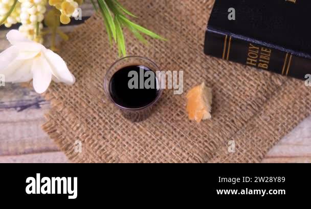 Taking communion concept - the wine and the bread symbols of Jesus ...