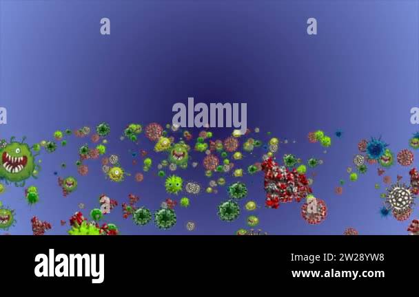 Medical illustration 2d, 3d animation background of cells, bacteria ...