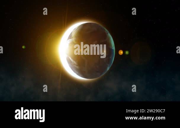 Highly detailed realistic epic sunrise over planet earth. Night skyline ...