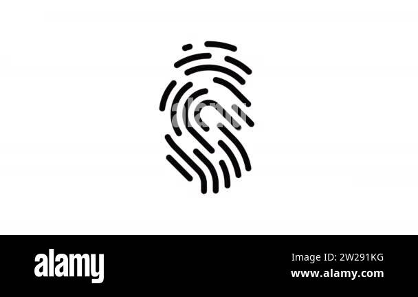 Animated 2D fingerprint icon. Alpha channel. The print appears and ...