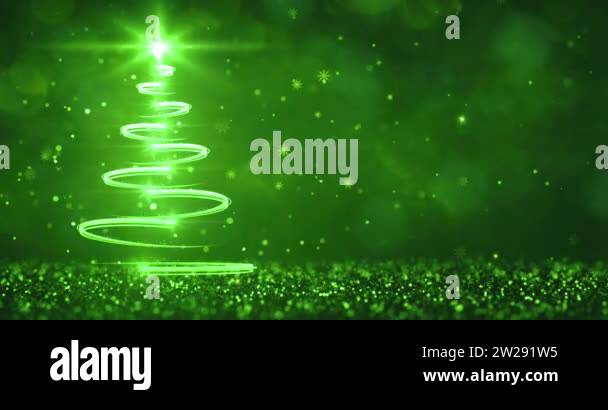 Abstract green streaks shaped as christmas tree over the dark green ...