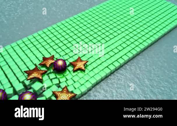 3D animation of a Christmas tree that appears from an array of cubes ...