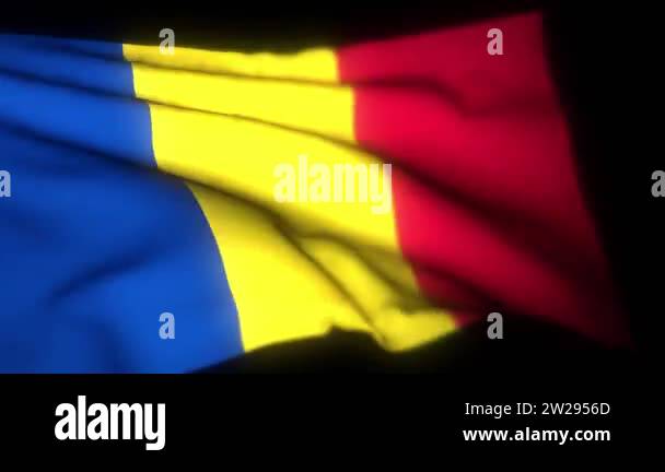 Romania flag , Realistic 3D animation of waving flag . Romania flag ...