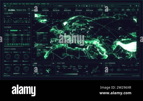 Futuristic digital interface screen. Tracking location all over the ...