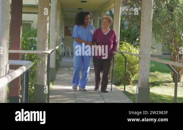 Elderly woman walking stick hospital Stock Videos & Footage - HD and 4K ...