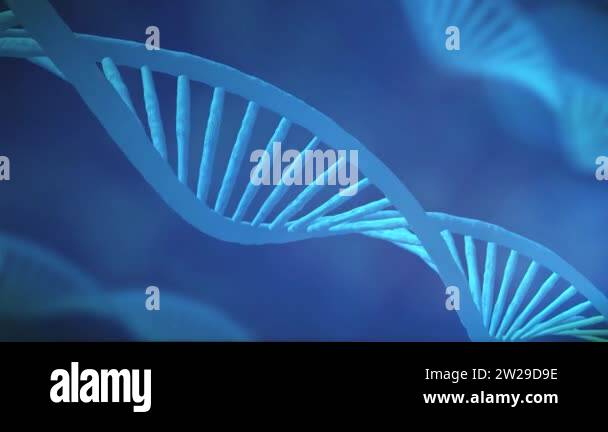 3D animation of abstract DNA on dark backdrop with seamless loop. Conceptual design of genetic ...