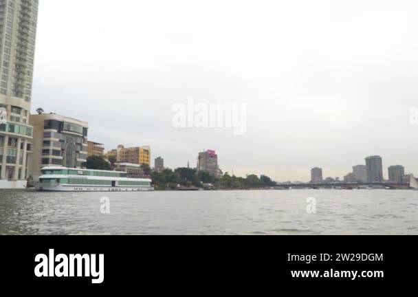 Cairo, Egypt - January 14, 2020 : Buildings on the banks of the Nile ...