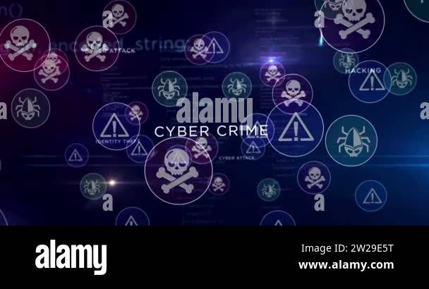 Cyber crime, attack, security alert, theft, virus and computer ...