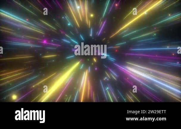 Cosmic hyperspace background. Speed of light, neon glowing abstract ...