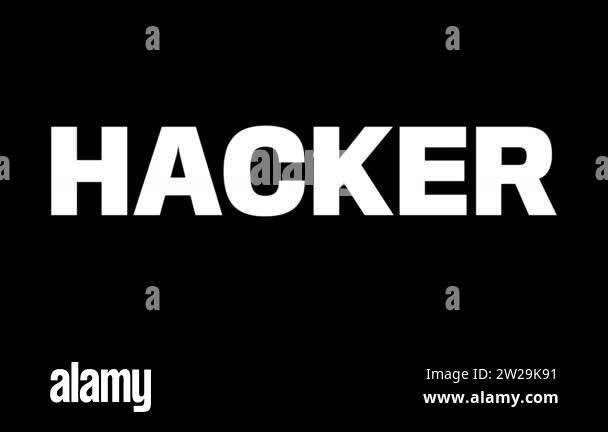 The word hacker on a black and white background. On a black background ...