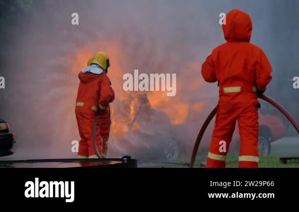 Firefighter safety protect danger from fire flame heat using water ...