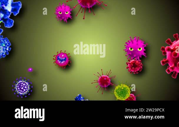 Medical illustration 2d, 3d animation background of cells, bacteria ...