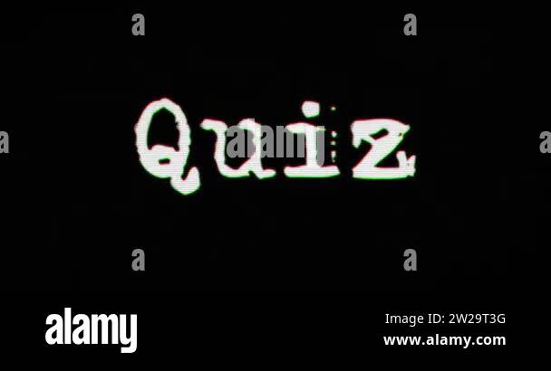 Quiz and question mark symbol distorted text on damage retro tv ...
