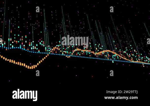abstract background with animation of growing charts and flowing ...