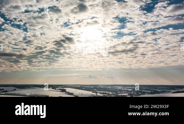 Beautiful cloudy sky in winter, winter time lapse. Sky 4K clouds ...