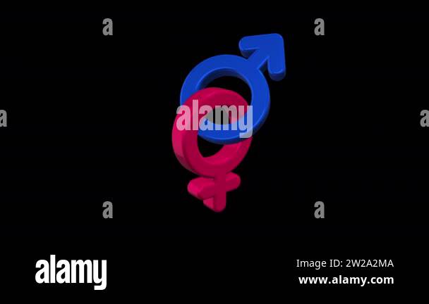 Gender symbol pink and blue icon. Alpha channel. Looped animation. 3d ...