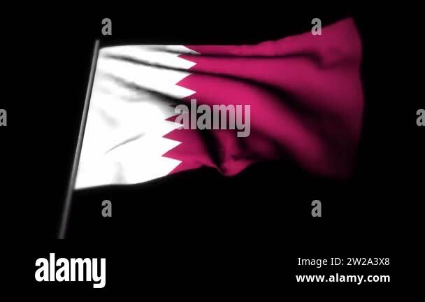 Qatar flag , Realistic 3D animation of waving flag . Qatar flag waving ...
