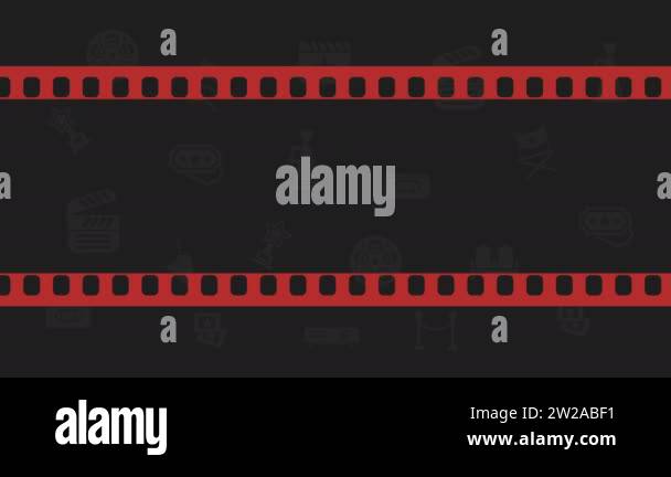 Cinema background with film strip and movie symbols. Abstract design ...