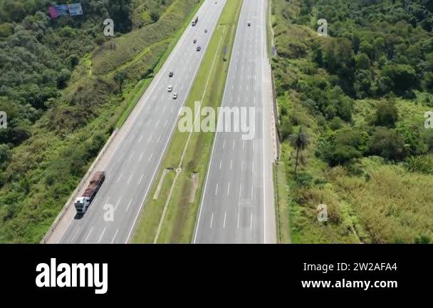 Freeway around the forest. Highway scene. Road view.Transportation ...