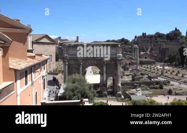 Rome, Roman forum, arch of Septimius Severus, the ruins of ancient Rome ...