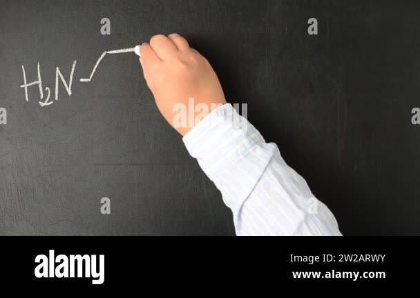 Chemical formula of Novocain. We write with chalk on a board Stock ...