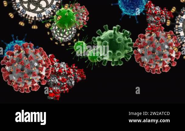 Medical illustration 2d, 3d animation background of cells, bacteria ...