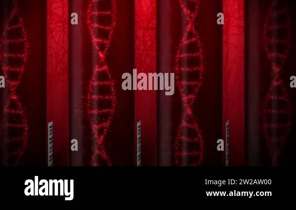 Molecule of DNA system with red blood in test tube. Blood test ...