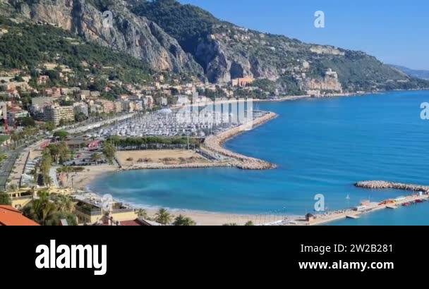 Beautiful Aerial View Of The Seafront, Beaches, Palm Trees And Ports In ...