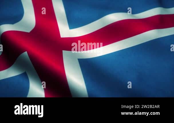 Iceland flag waving in the wind. National flag of Iceland. Sign of ...