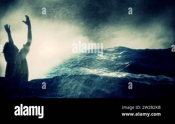 Jesus Calms the Storm on a Fish Boat at the Sea of Galilee Stock Video ...