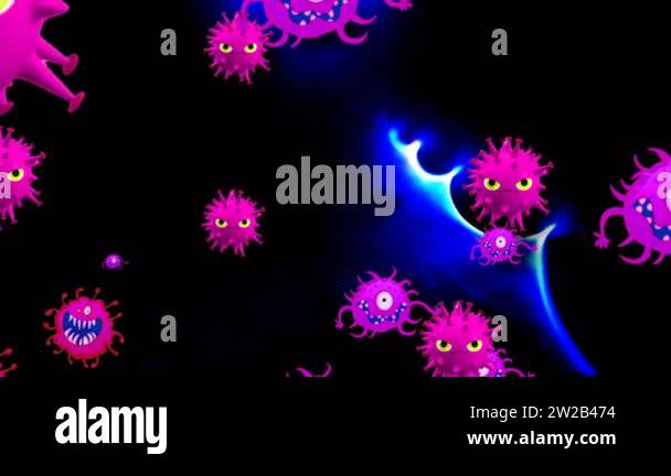 Medical illustration 2d, 3d animation background of cells, bacteria ...