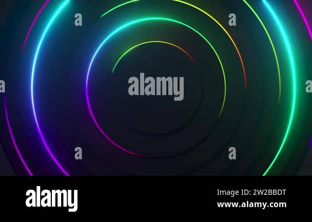 Radial abstract neon background. Laser neon lines move in a circle ...