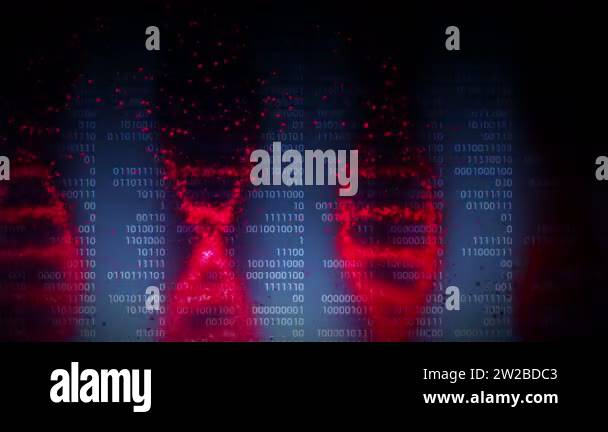 Molecule of DNA system with red blood. Blood floating through. Loop ...