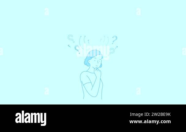animated 2d footage of woman with question marks Stock Video Footage ...