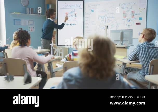 Elementary School Physics Teacher Uses Interactive Digital Whiteboard ...