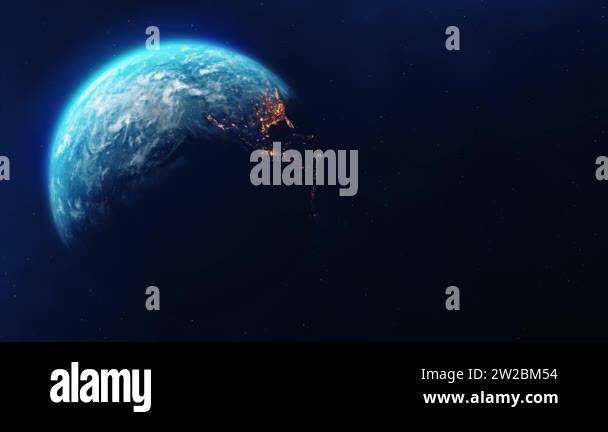 Realistic Motion Graphics of Planet Earth Rotating in the Night Loop ...